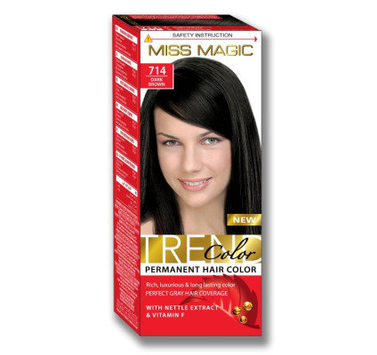 Краска для волос Miss Magic Trend Color тон 714 Темно-коричневый 90 мл ...